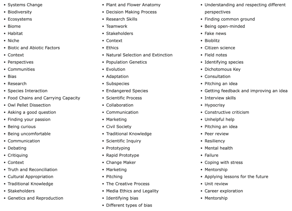 Science Unit Outline - Nature Labs